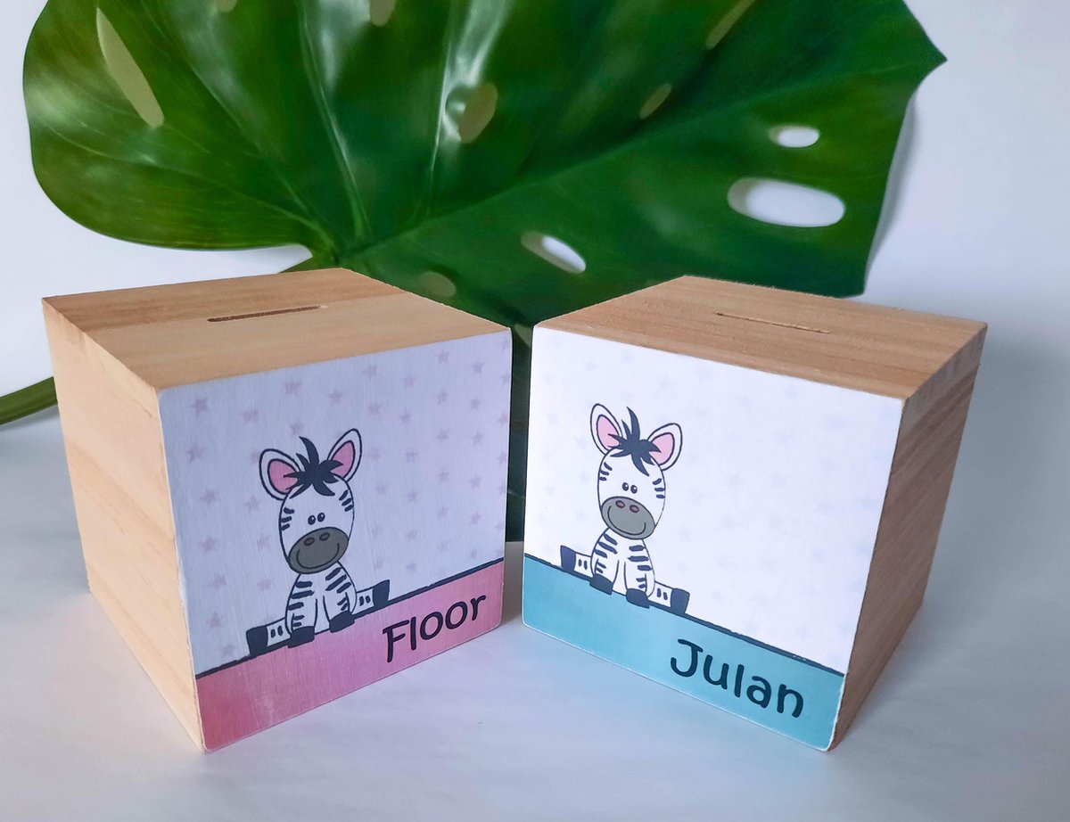 Houten spaarpot | Zebra | Jungle | Safari | Dieren | Sterren | Meisje ...