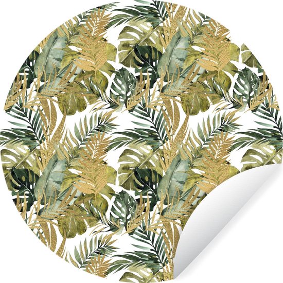 WallCircle - Muurstickers - Behangcirkel - Tropical - Groen - Blad - 50x50 cm -... | bol