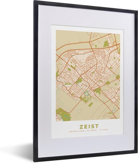 Fotolijst incl. Poster - Kaart - Zeist - Vintage - 30x40 cm ...