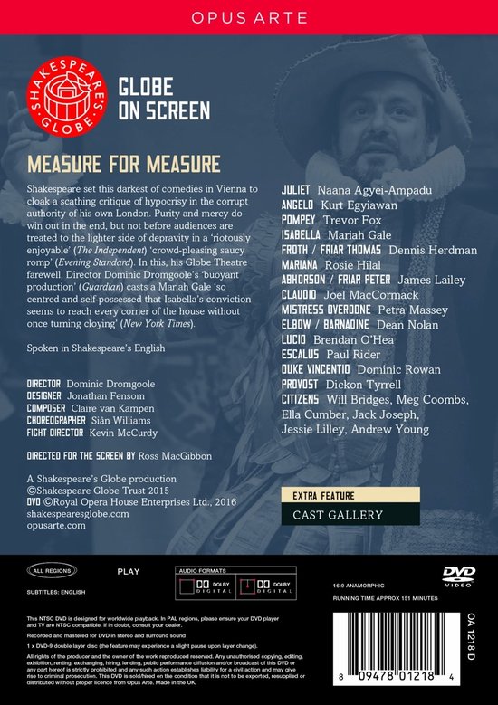 Shakespeares Globe - Measure For Measure (DVD), Shakespeares Globe | Muziek | bol.com