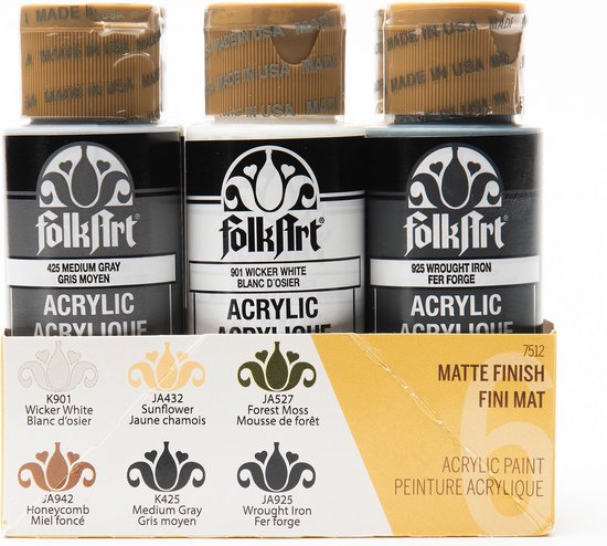 FolkArt verf set - acrylic 6 colors Farmhouse | bol