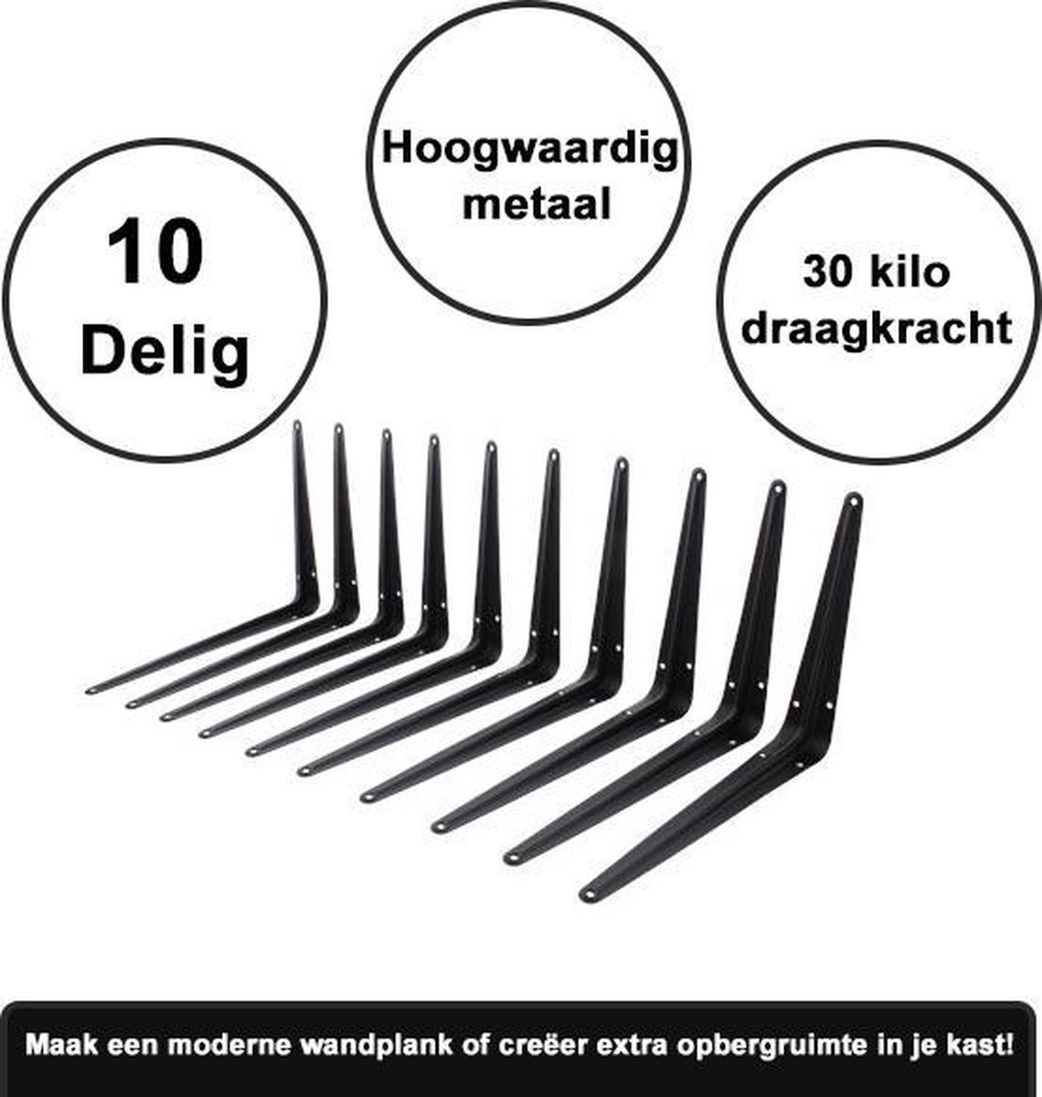 Plankdrager set van 10 stuks 20x25 cm – plankdragers – wandplank ...