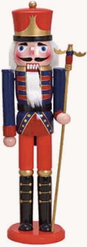Notenkraker Houten Pop Kerst Blauw met staf groot 50 cm | bol.com