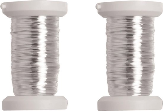 3x stuks zilver metallic bind draad/koord van 0,4 mm dikte 40 meter ...