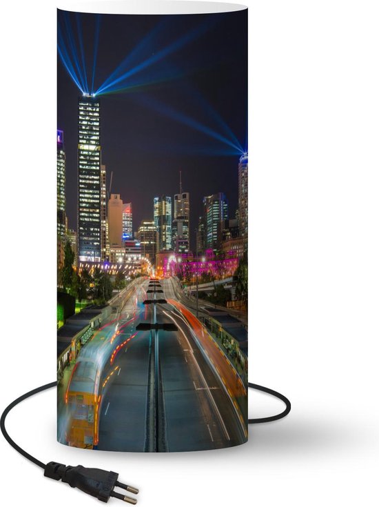 Lamp Brisbane - Blauwe lichten schijnen lucht bij Brisbane in Australië ...