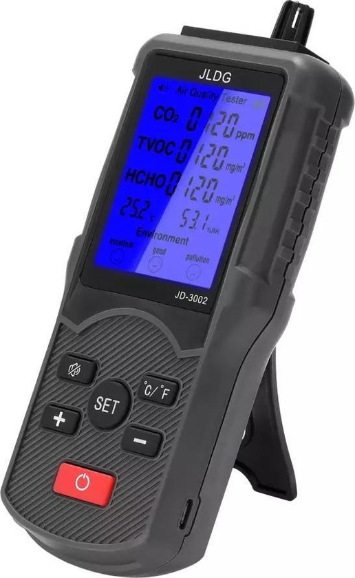 Professionele Luchtkwaliteitmeter - CO2 Meter - 5 in 1 meter ...