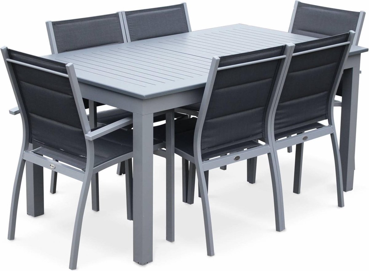 Alice's Garden Tuinset CHICAGO 210 - 6 stoelen, Uitschuifbare tafel 150 ...