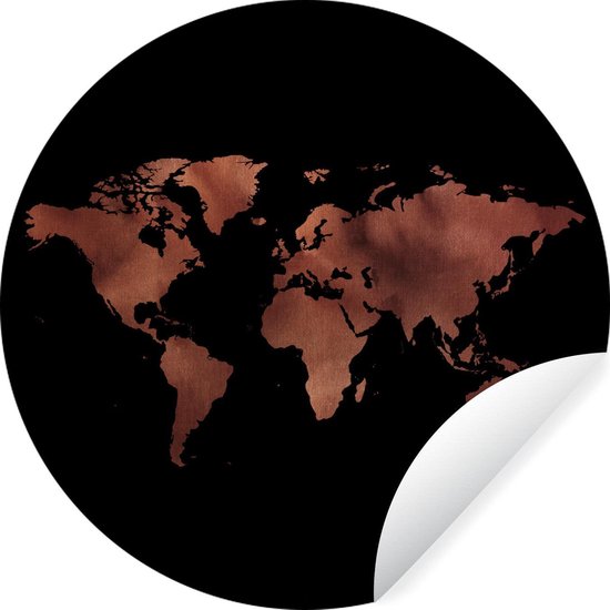 WallCircle - Muurstickers - Behangcirkel - Wereldkaart - Schaduw - Bruin - 100x100 cm... | bol