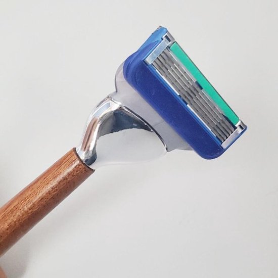 Scheermes - Scheermesjes - Scheermesjes mannen - Hout - Incl. 4 mesjes ...