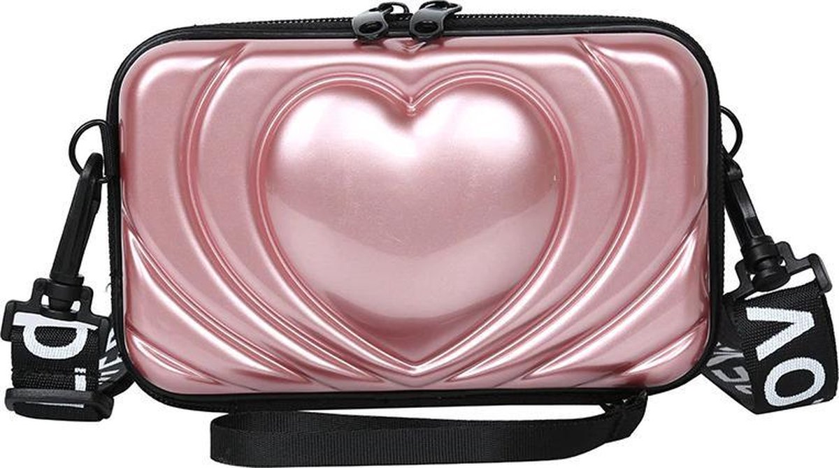 Luxe handtas - hart patroon - Glossy Pink - telefoontasje ...