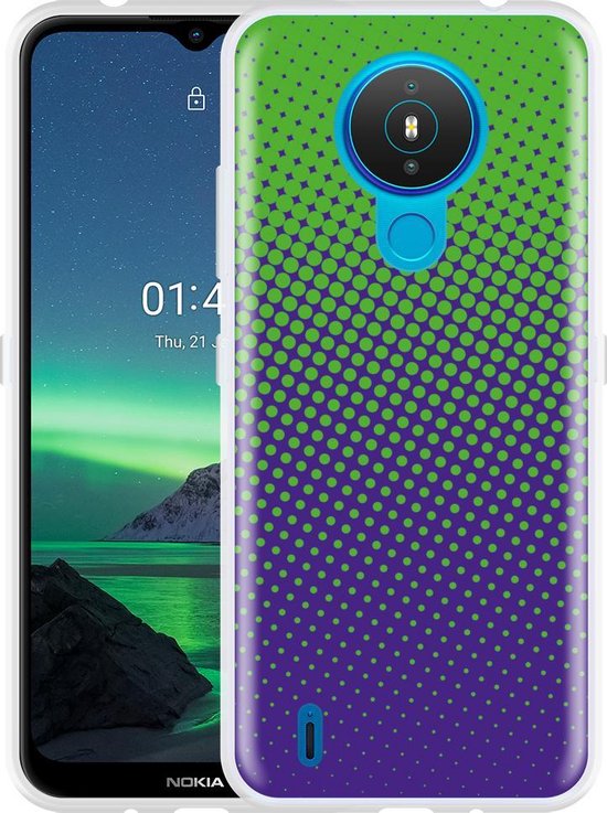 Nokia 1.4 Hoesje lime paarse cirkels - Designed by Cazy | bol