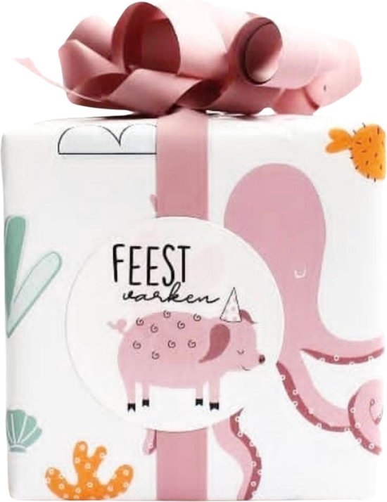 Cadeausticker Feestvarken - Sluitsticker - Traktatiesticker Feestvarken - Wensetiket -... | bol