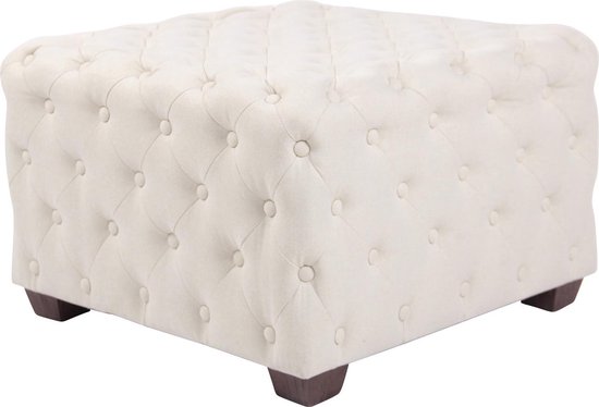 CLP Nimes Hocker Poef - Vierkant - Stof - creme | bol.com