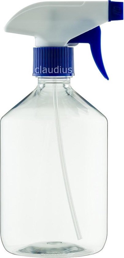 Lege fles 500 ml PET apothekersfles transparant - met blauwe spraykop ...
