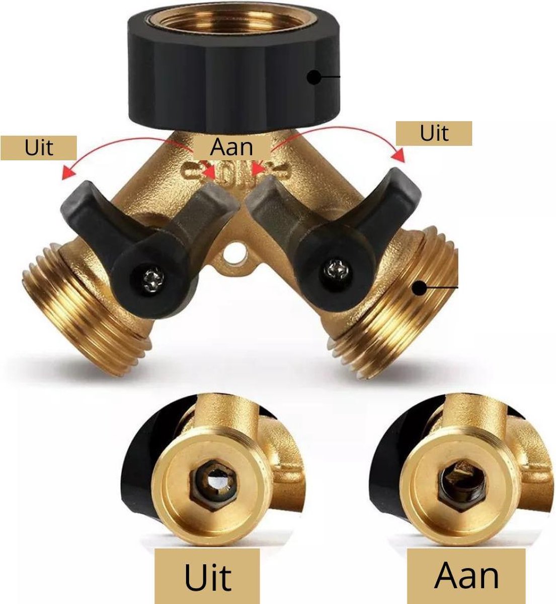 Gardone Tuinslang Splitter - Waterverdeler 2 Weg - Kraan Splitter - Y Splitter | bol.com