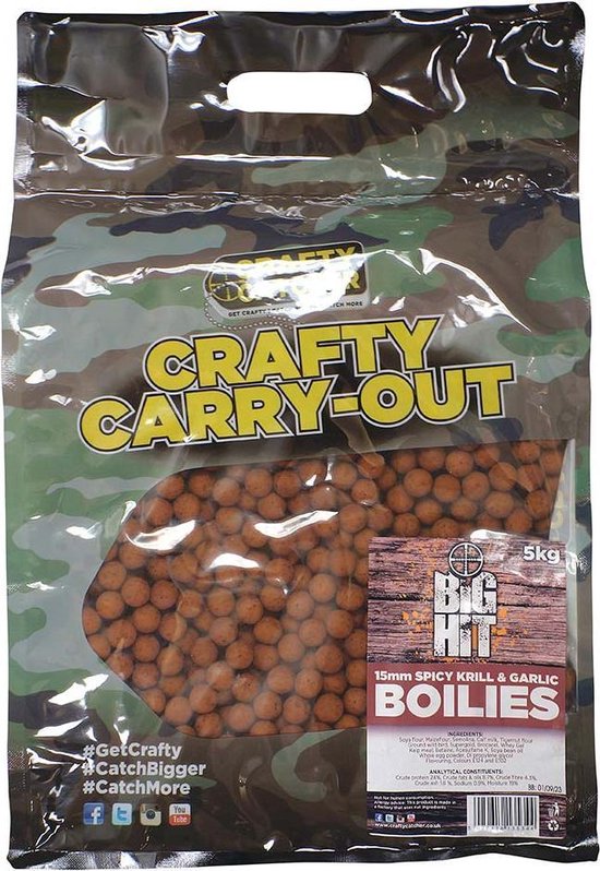 Crafty Catcher Carry Out Big Hit - Spicy Krill & Garlic - Boilie - 15mm ...