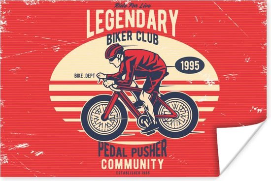 Poster Fiets - Wielrenner - Retro - 90x60 cm - Vaderdag cadeau ...