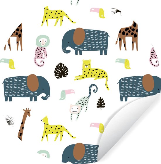 WallCircle - Muurstickers - Behangcirkel - Jungle - Dieren - Aap - ⌀ 140 cm -... | bol