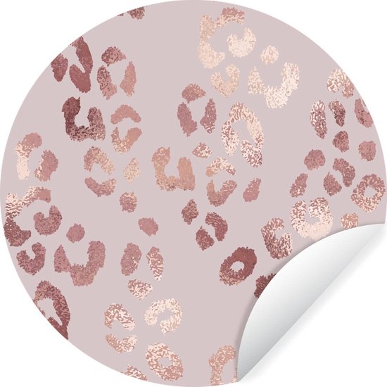 WallCircle - Muurstickers - Behangcirkel - Panterprint - Rose Goud - Glitter - 100x100... | bol