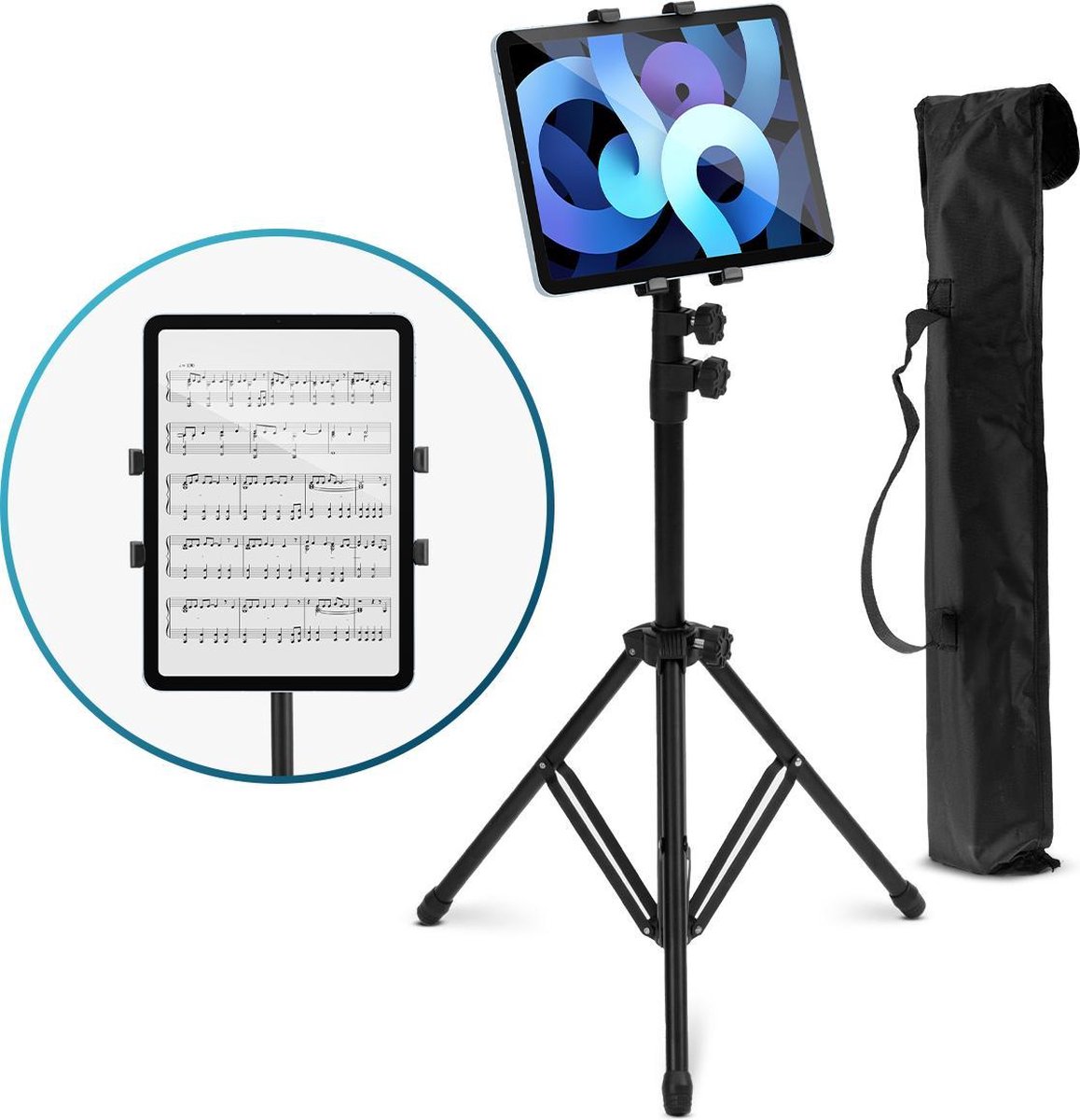 Tablethouder – iPad houder – Standaard 120 cm hoog – Zwart | bol.com
