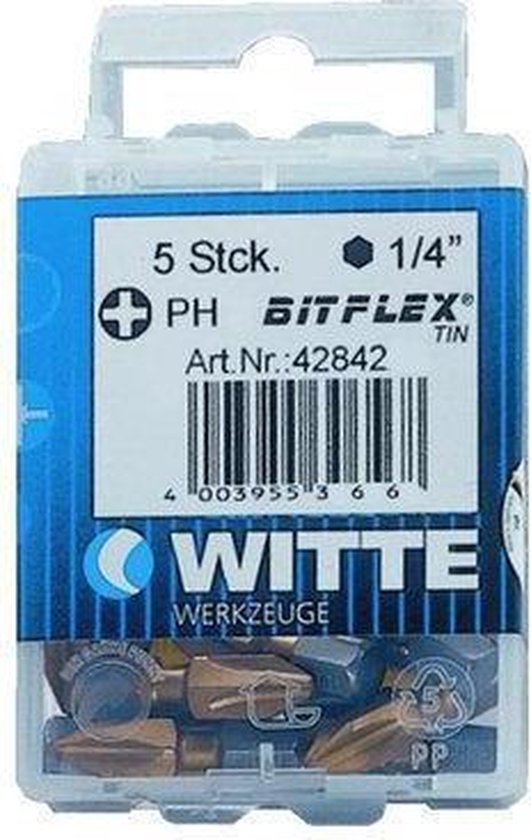 Witte bits 5x 1/4 x 25mm - PH2 | bol