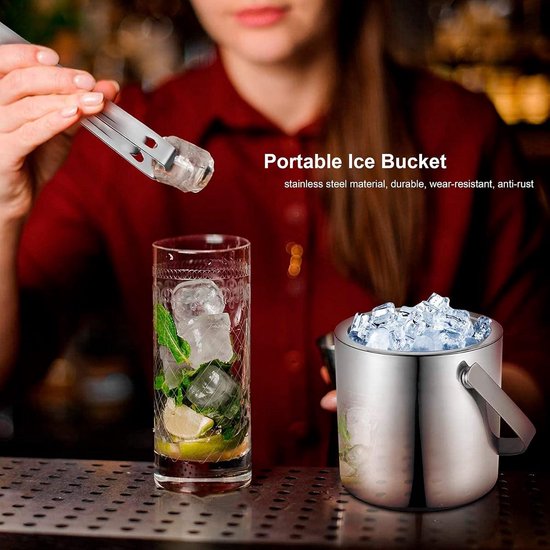 IJsemmer met deksel en zeef, 1300 ml capaciteit, dubbelwandig RVS ...