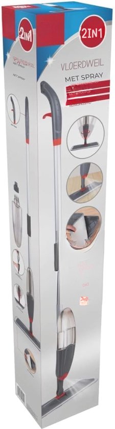 Quvo® Dweil met spray - Dweil - Mop - Grijs - ‎126cm x 36cm x 10cm | bol