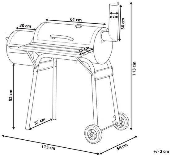 Grote Houtskool Barbecue met Roker – 2-in-1 BBQ & Smoker – Met Deksel ...