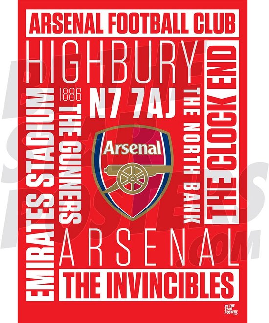 Voetbal Poster A2 Arsenal FC Fan Artikel Officiële Club Kleuren | bol