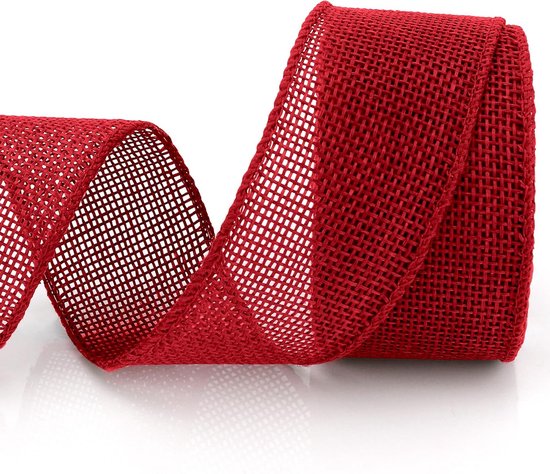 Breed Jute Lint Rood 4 cm x 10 Meter voor Cadeaus en Decoratie | bol