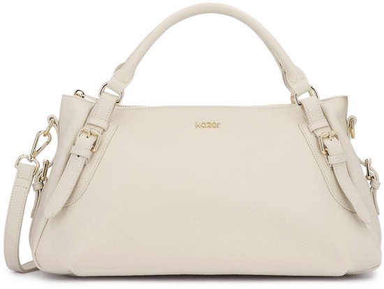 Soft leather handbag in off white color | bol