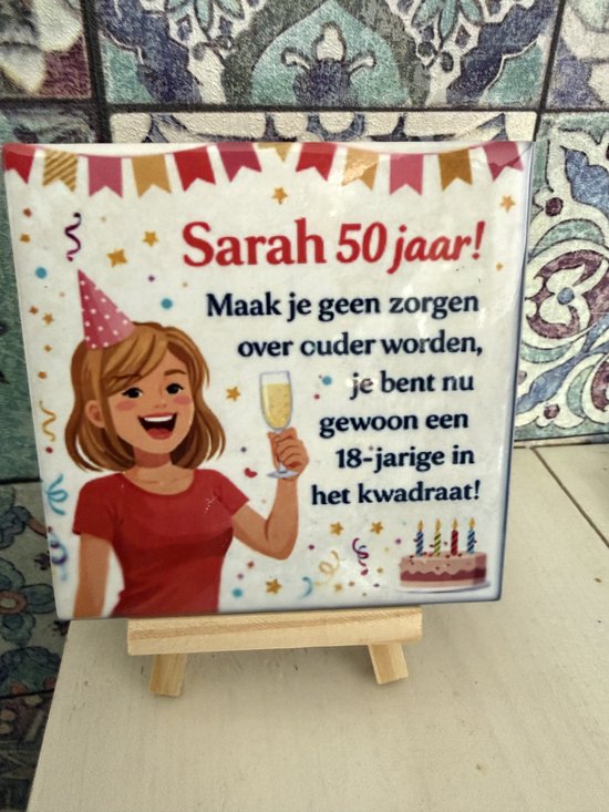 Sarah 50 jaar decoratieve tegel.- grappig cadeau vrouw- verjaardag 50 ...