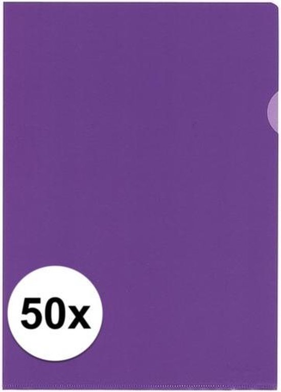 50x Insteekmap paars A4 formaat 21 x 30 cm - Kantoorartikelen | bol