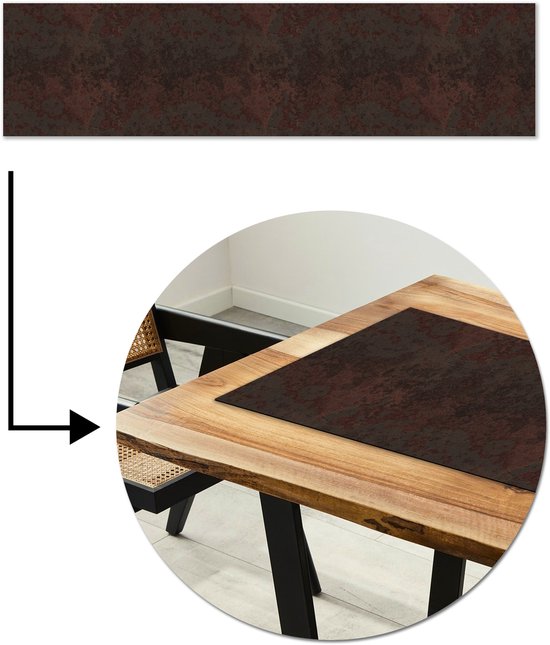 Tafelloper 200x50 cm - Tafelmat vinyl Metaal - Roest print - Donker ...