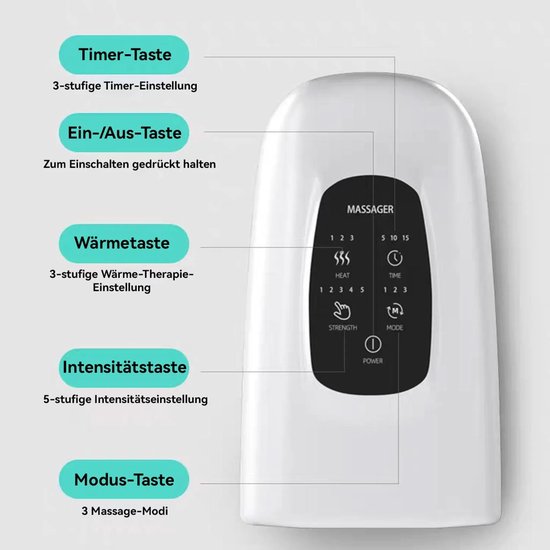 Handmassageapparaat met verwarmings- en drukfunctie, elektrische ...