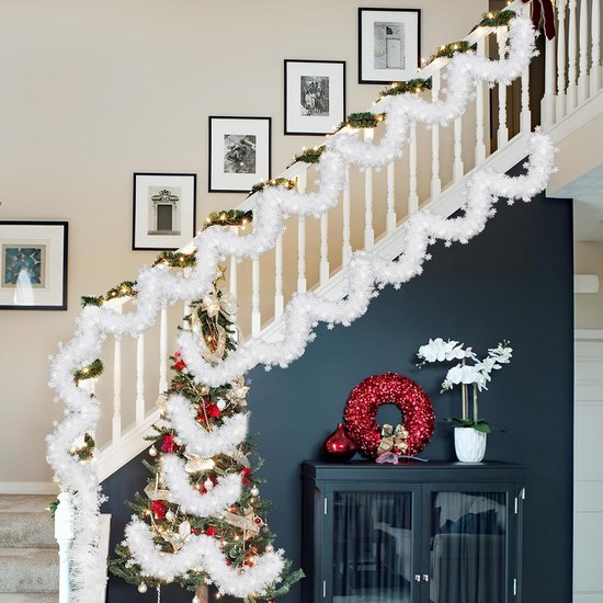 Witte Sneeuwvlokken Kerstslinger Denengroen Decoratie voor Binnen en ...