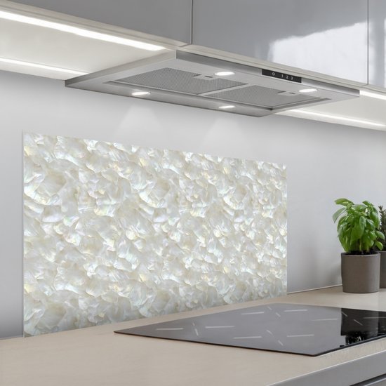 Spatscherm 100x50 cm - Zelfklevende achterwand Parelmoerglans - Wit ...