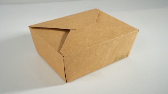 100x Luxe Oosterse Maaltijdbox 1400ml kraft Bio - 16.8cm x 13.6cm x 6 ...