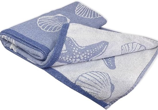 Groot Strandlaken Katoen 100x180 cm | Zeester & Schelpen Patroon | Oeko ...