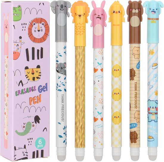 6 Pcs Erasable Ballpoint Pen Set - Cartoon Rollerball Pen - Erasable ...