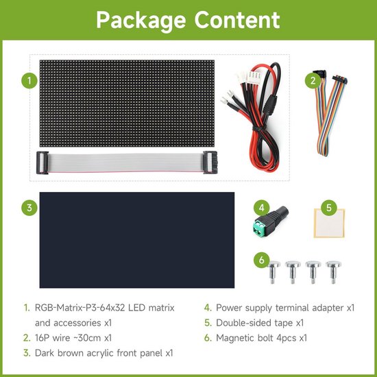RGB Full-Color LED Matrix Paneel 64x32 Pixels Display Module met 3mm ...