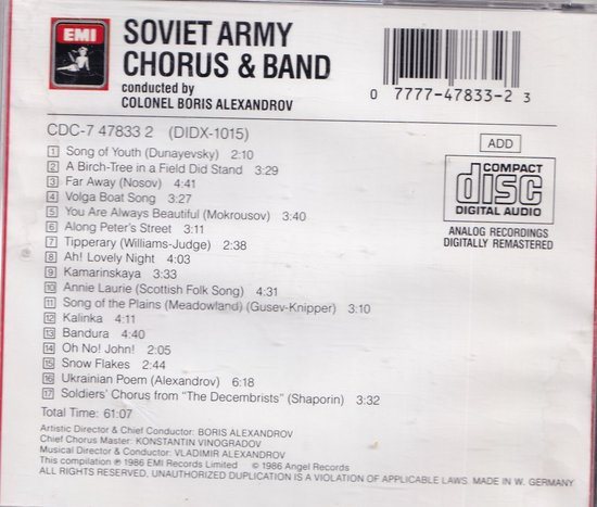 Soviet Red Army Chorus & Band, Soviet Army Chorus & Band | Muziek | bol