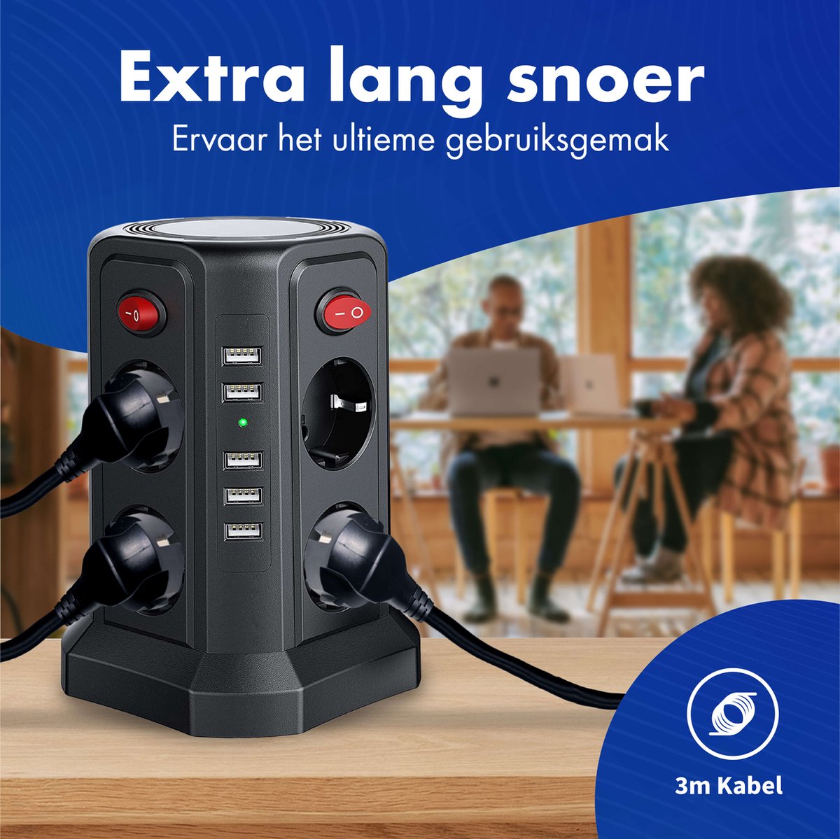 Stekkerdoos met Schakelaar en USB - Stekkerblok - Verdeelstekker ...