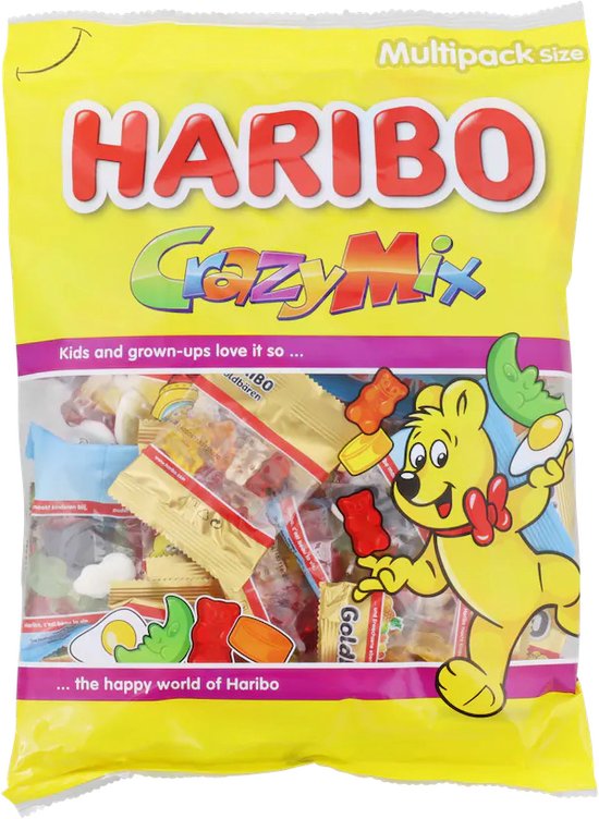 Haribo - Crazy mix - 350 gr - 22 minis - Uitdeel snoep - Uitdeelzakjes ...