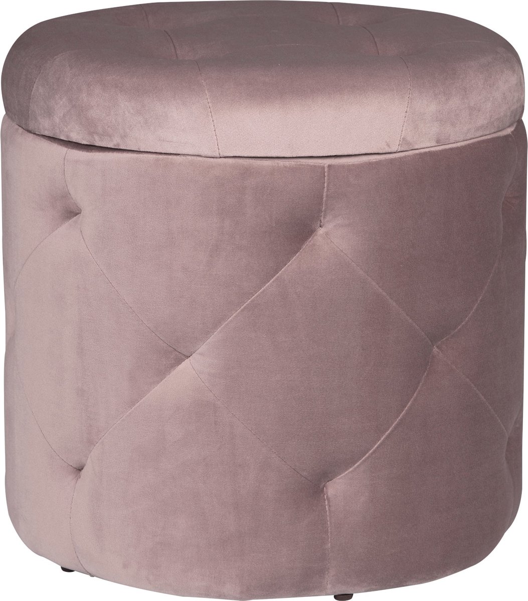 Loft Home Poef - Velvet roze - Met pootjes - Op verhoging - Opbergpoef ...