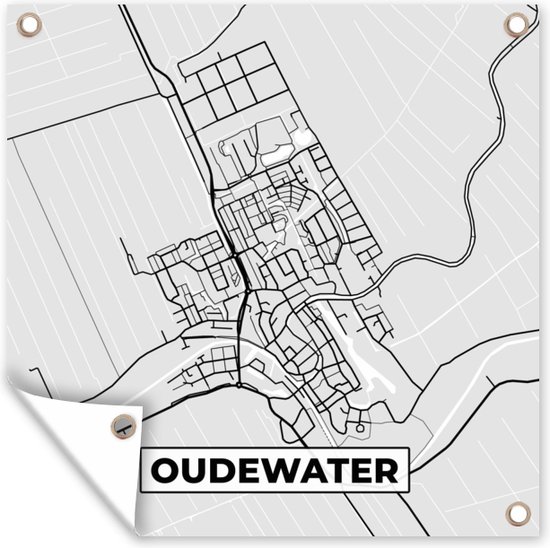 Tuin poster Plattegrond - Kaart - Oudewater - Stadskaart - 200x200 cm - Tuindoek -... | bol