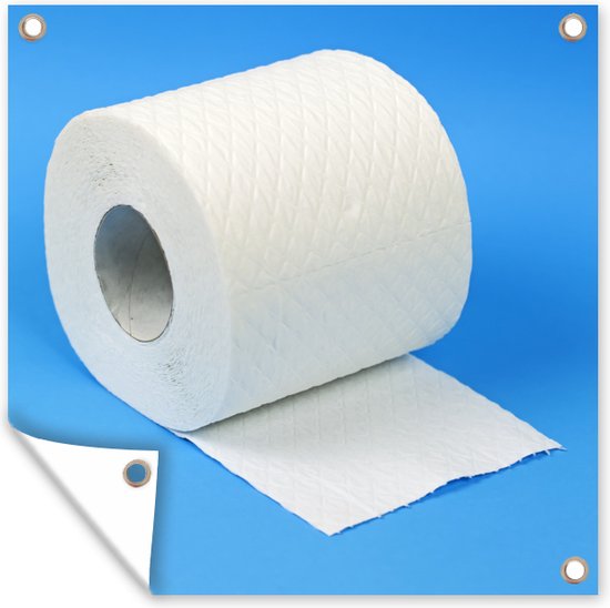 Tuinposters Wc-rol op blauw - 50x50 cm - Tuindoek - Buitenposter | bol