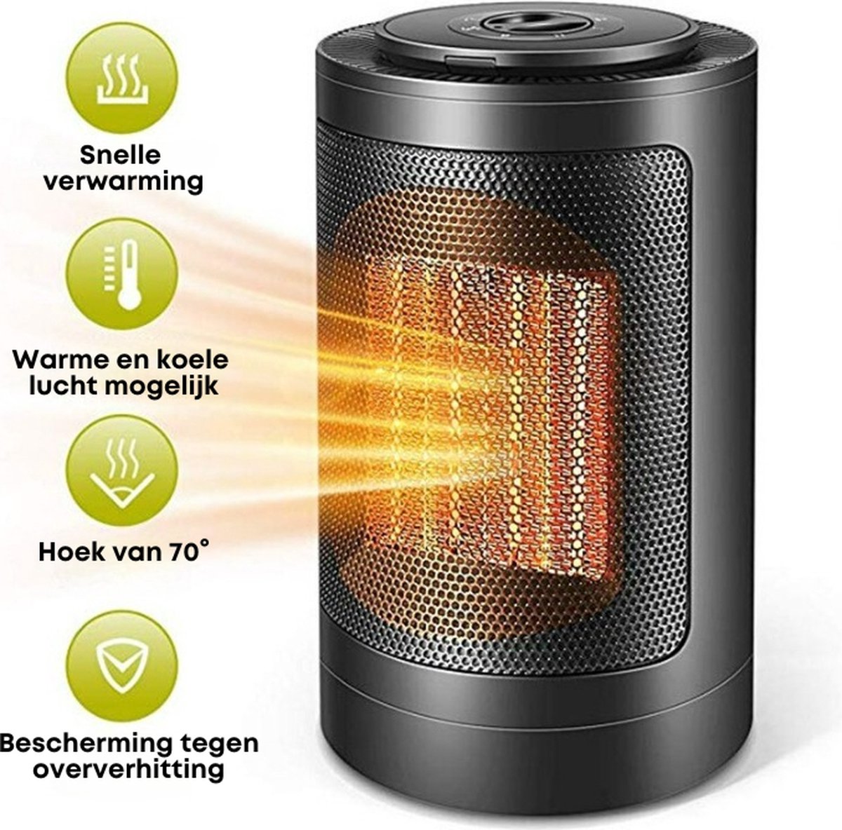 Homezie Elektrische kachel - Verwarmt & koelt ruimtes tot 20 m² - Swing ...