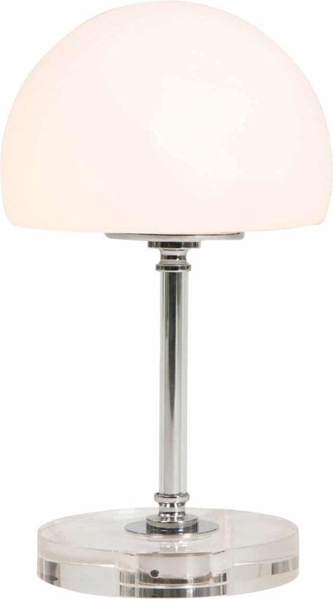 Tafellamp Ancilla | 1 lichts | ⌀ 18 cm | wit / zilver | glas / metaal ...