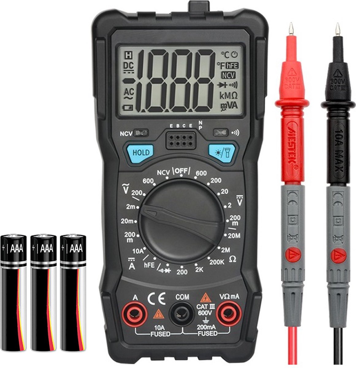 Vues Multimeter - Digitaal - Voltmeter - Stroommeter - Incl. 3x ...
